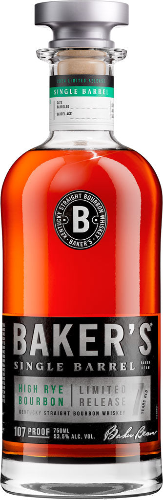 Baker's Single Barrel High Rye Bourbon 7 Year Old 107 Proof 750ml ...