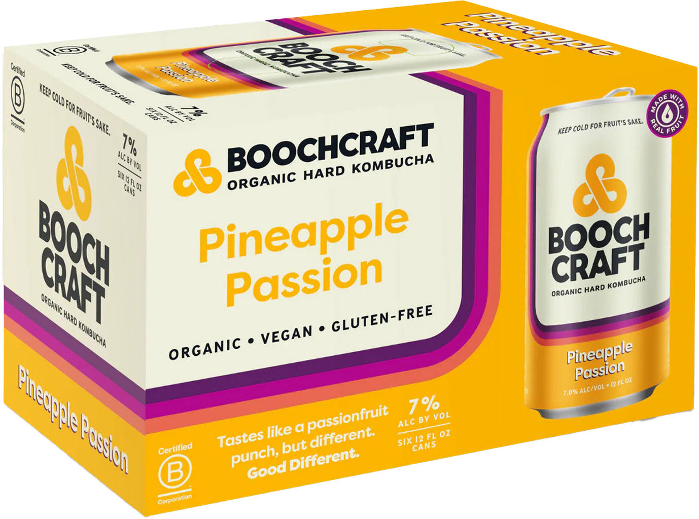 Boochcraft Pineapple Passion Kombucha 6pk Cans – Mission Wine & Spirits