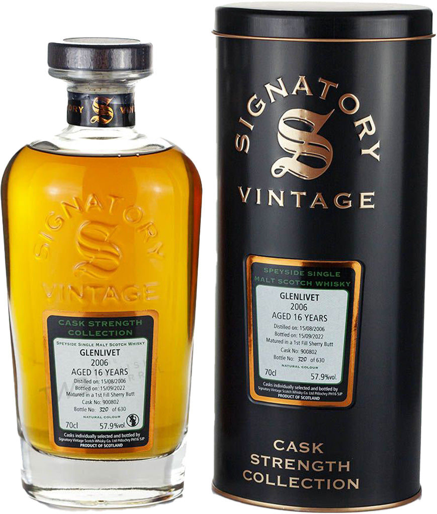 Signatory Glenlivet 2006 16 Year Old Sherry Cask Single Malt Whiskey 7 ...