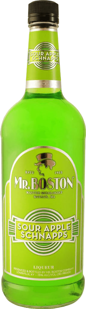 Mr. Boston Sour Apple Schnapps 1L – Mission Wine & Spirits